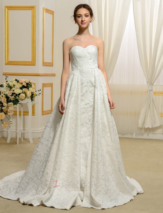 Čipka Obdĺžnik A-Riadok Bez rukávov Klasický Jeseň Svadobné šaty - 1 saty