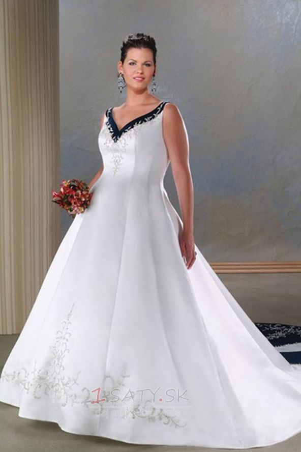 Klasický Kaplnka vlak V krku Spadnúť Vyšívanie Svadobné šaty - 1saty.sk